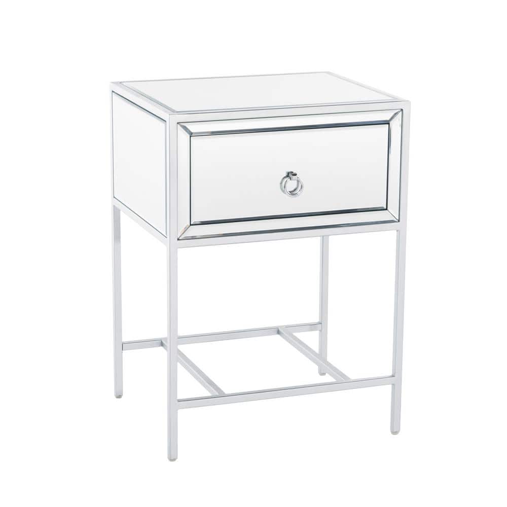 Noble House Inka Mirrored Single Drawer Side Table 7887 - The Home Depot