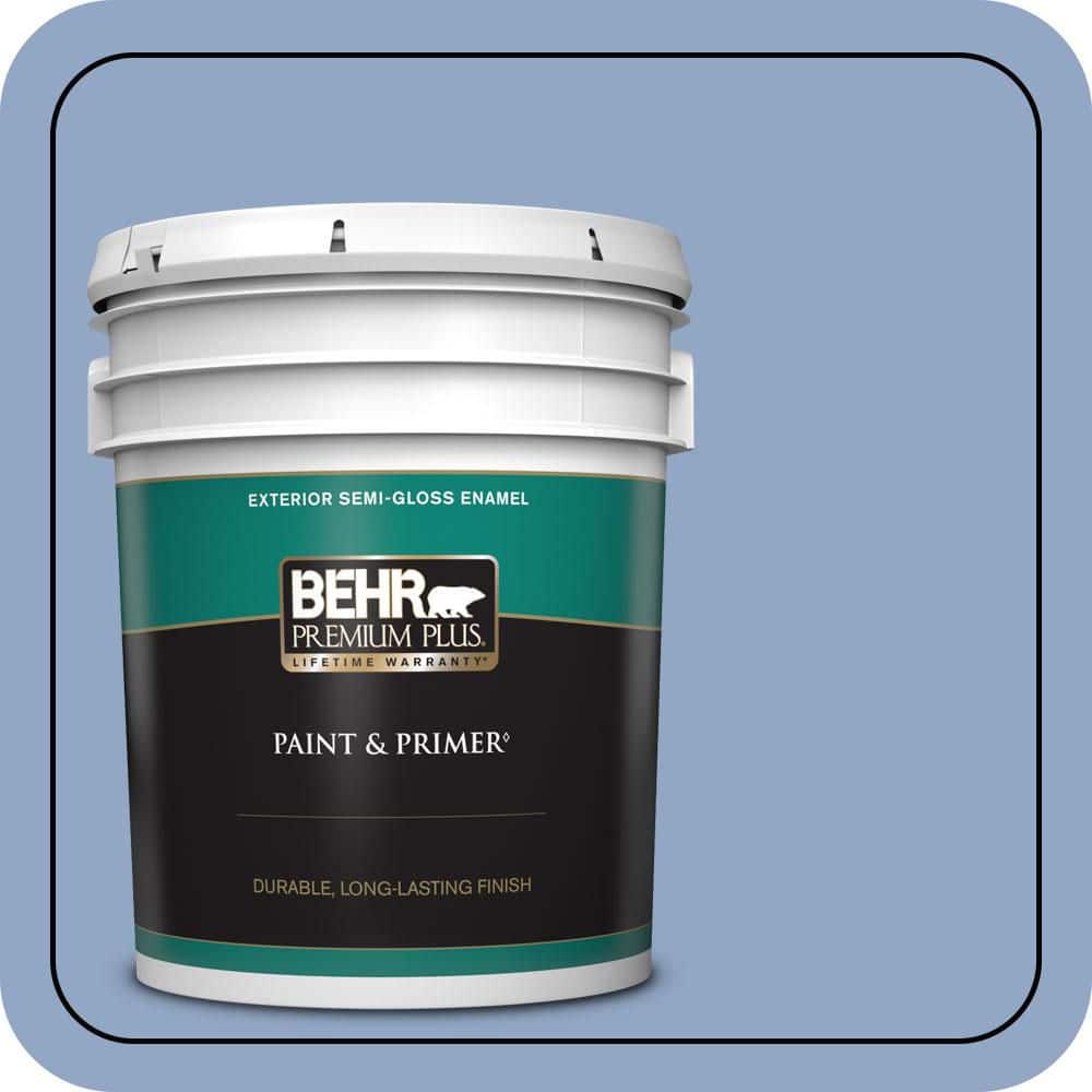 BEHR PREMIUM PLUS 5 gal. #PPU15-13 Blue Hydrangea Semi-Gloss Enamel ...