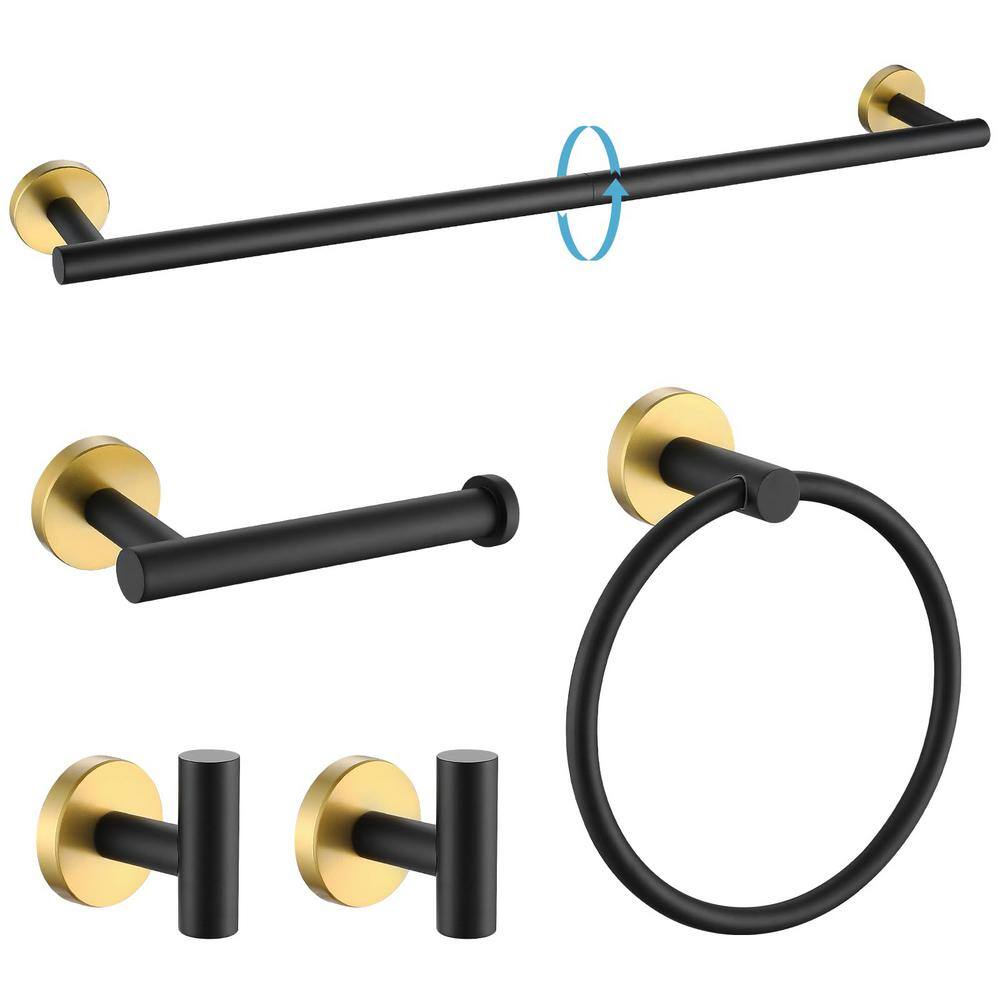 Angel Sar 5-Piece Stainless Steel Bathroom Wall Mounted Hardware ...