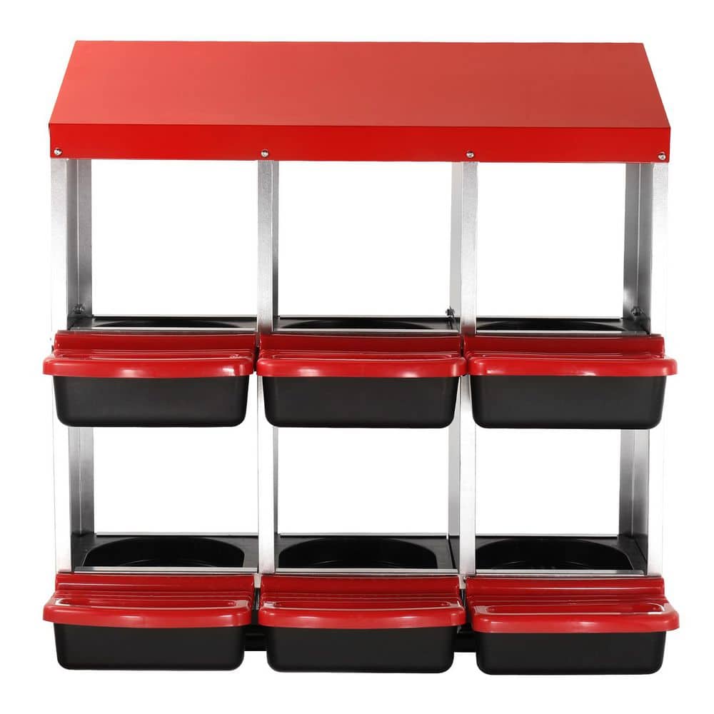 SKYSHALO 30-45 in. Chicken Nest Box, 6-Compartment, Stable, Corrosion-Resistant Metal Nesting ...