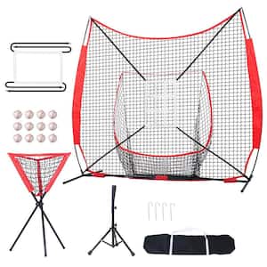 VEVOR 7 x 7 ft. Baseball Softball Practice Net with Bow Frame, Carry ...