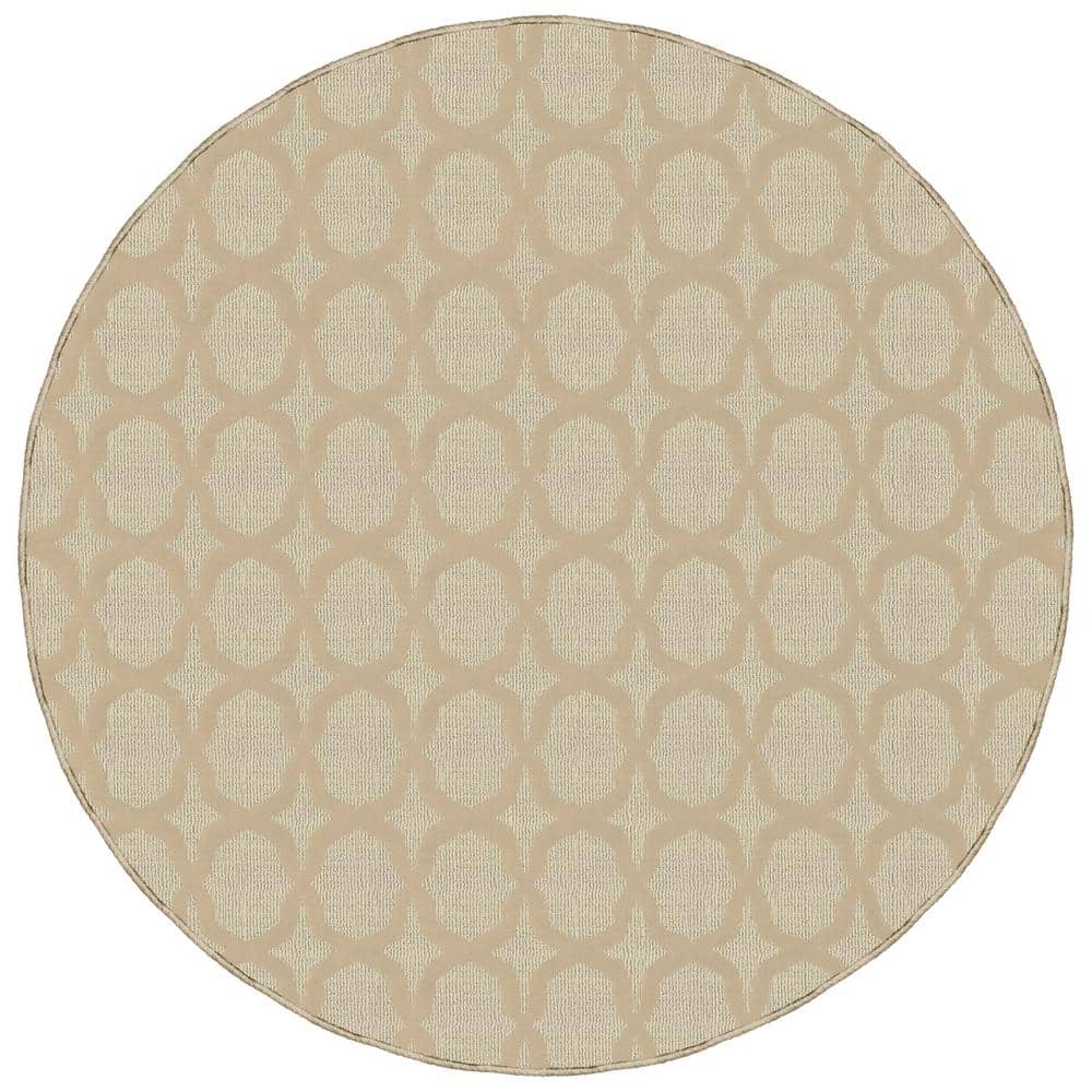 Garland Rug Sparta Tan 5 ft. x 5 ft. Round Trellis Area Rug ...