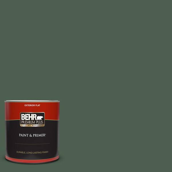 BEHR PREMIUM PLUS 1 qt. #N400-7 Vine Leaf Flat Exterior Paint & Primer ...