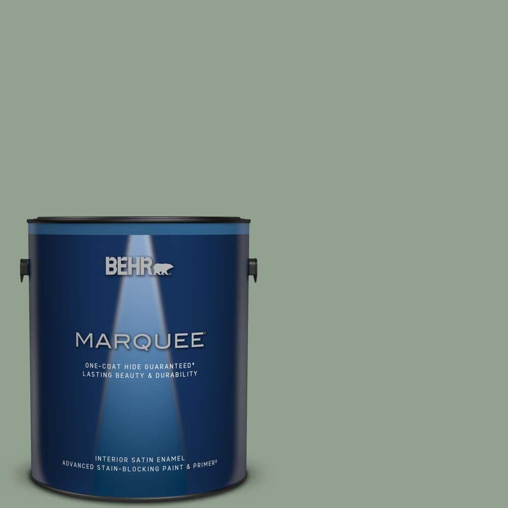 BEHR MARQUEE 1 gal. #N400-4 Forest Path One-Coat Hide Satin Enamel ...