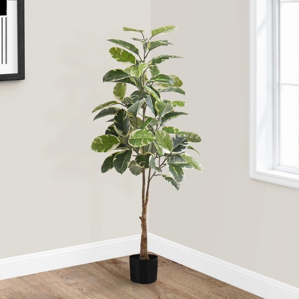 4.3 ft. Artificial Plant Evergreen Tree Faux Potted Tree with Realistic ...