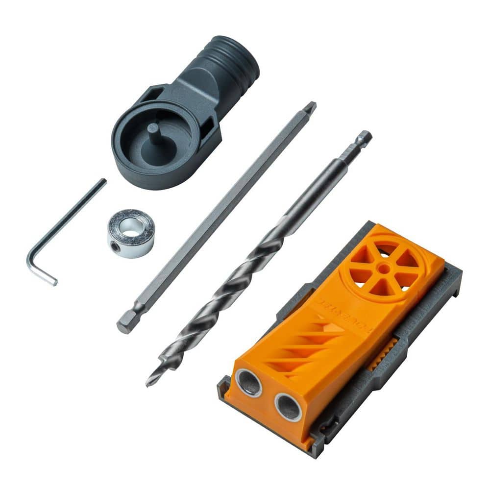 ‎POWERTEC Pocket Hole Jig Kit with Adjustable Drill Guides, Drill Bit, Stop Collar and Dust ...
