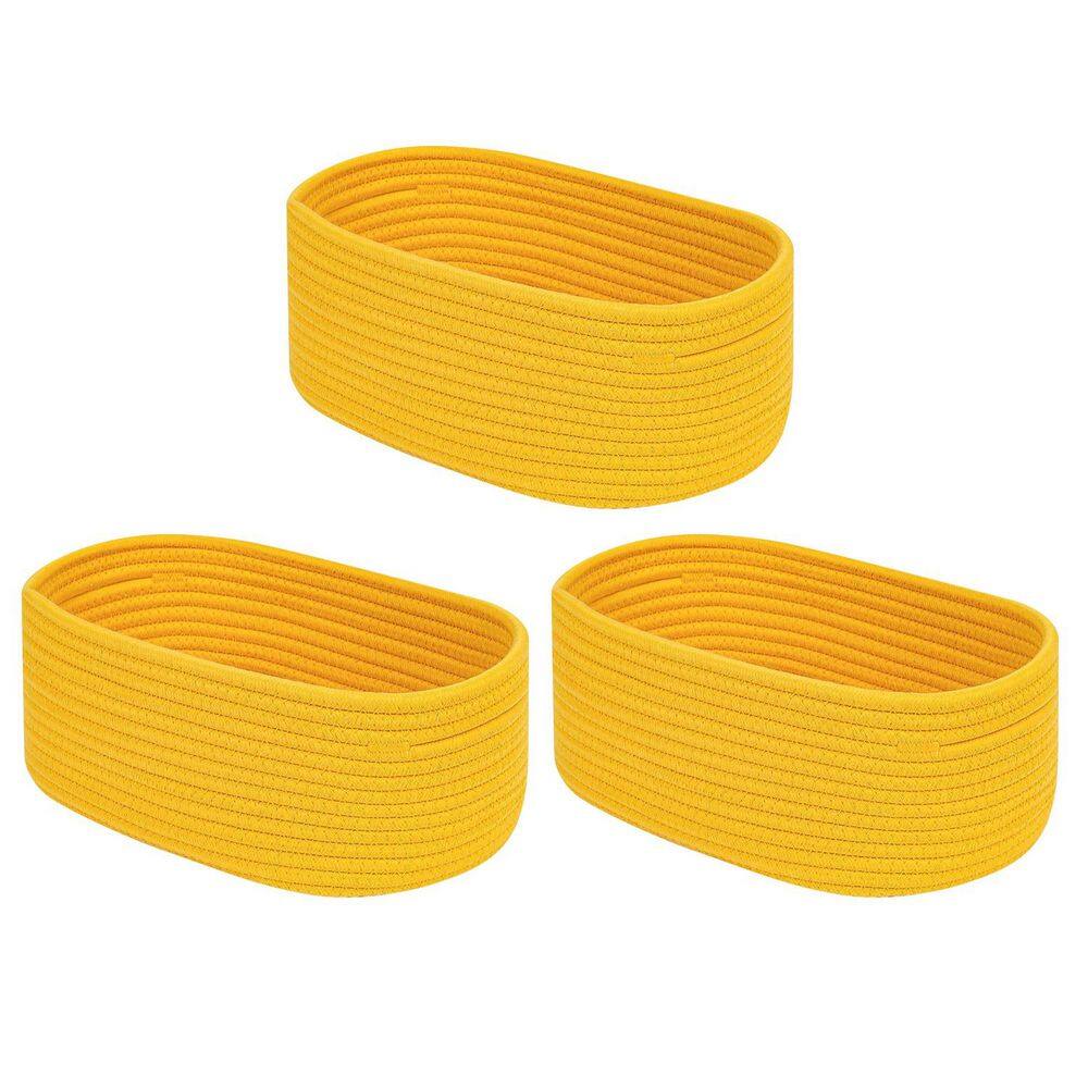 Yellow 12 in. x 5 in. Cotton Decorative Basket Set of 3 with Handles ...