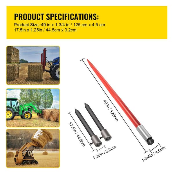 SVOPES 49 in. Hay Bale Spear 3000 lbs. Capacity Square Bale Spike with ...