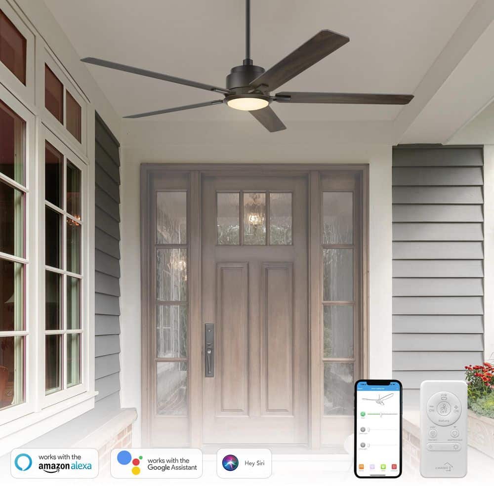 CARRO Essex II 60 in. Dimmable LED Indoor/Outdoor Black Smart Ceiling ...
