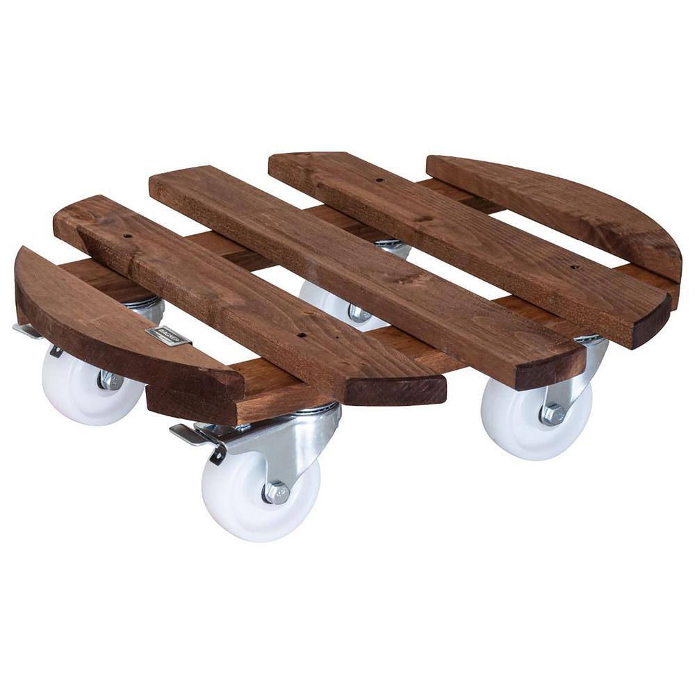 Wagner 17.7 in. Dia, 5 in. H Beech Round Wooden Plant Caddy 64-0871 ...