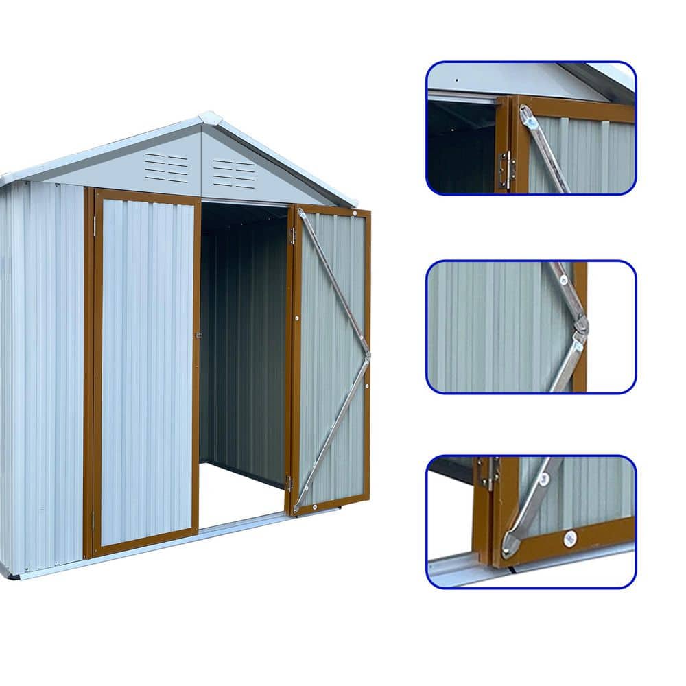 6 ft. x 4 ft. White+Yellow Outdoor Pointed top Storage Sheds Apex Roof ...