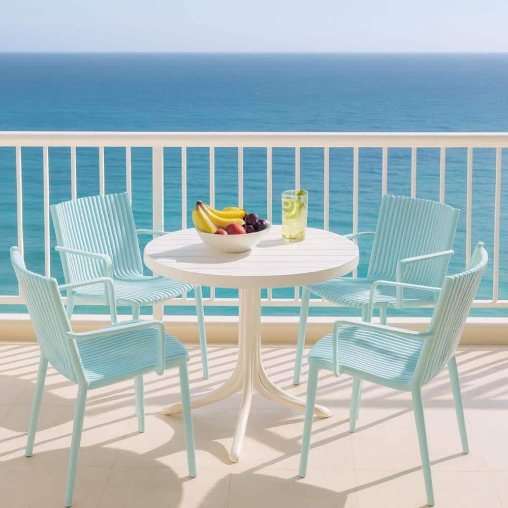 Runesay 5-Piece Plastic Outdoor Dining Set with Blue Chairs F1803-175 ...