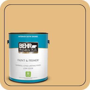 BEHR PREMIUM PLUS 1 gal. #320D-4 Arizona Tan Satin Enamel Exterior ...