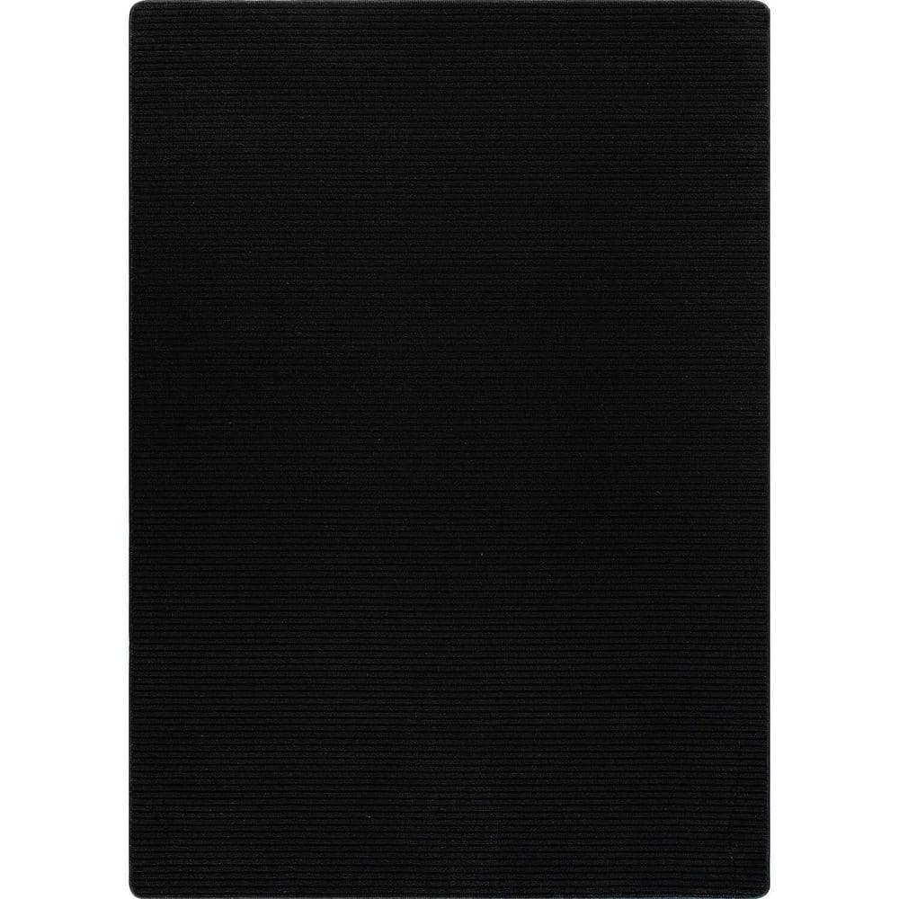Beverly Rug Oasis Solid Black 5 ft. x 7 ft. Non-Slip Rubber Back Indoor ...
