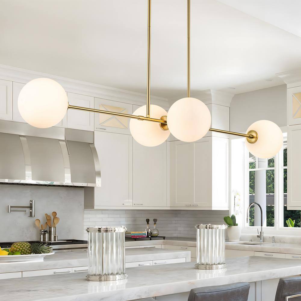 EDISLIVE Deerfield 4-Light Brass Globe Kitchen Island Linear Chandelier ...