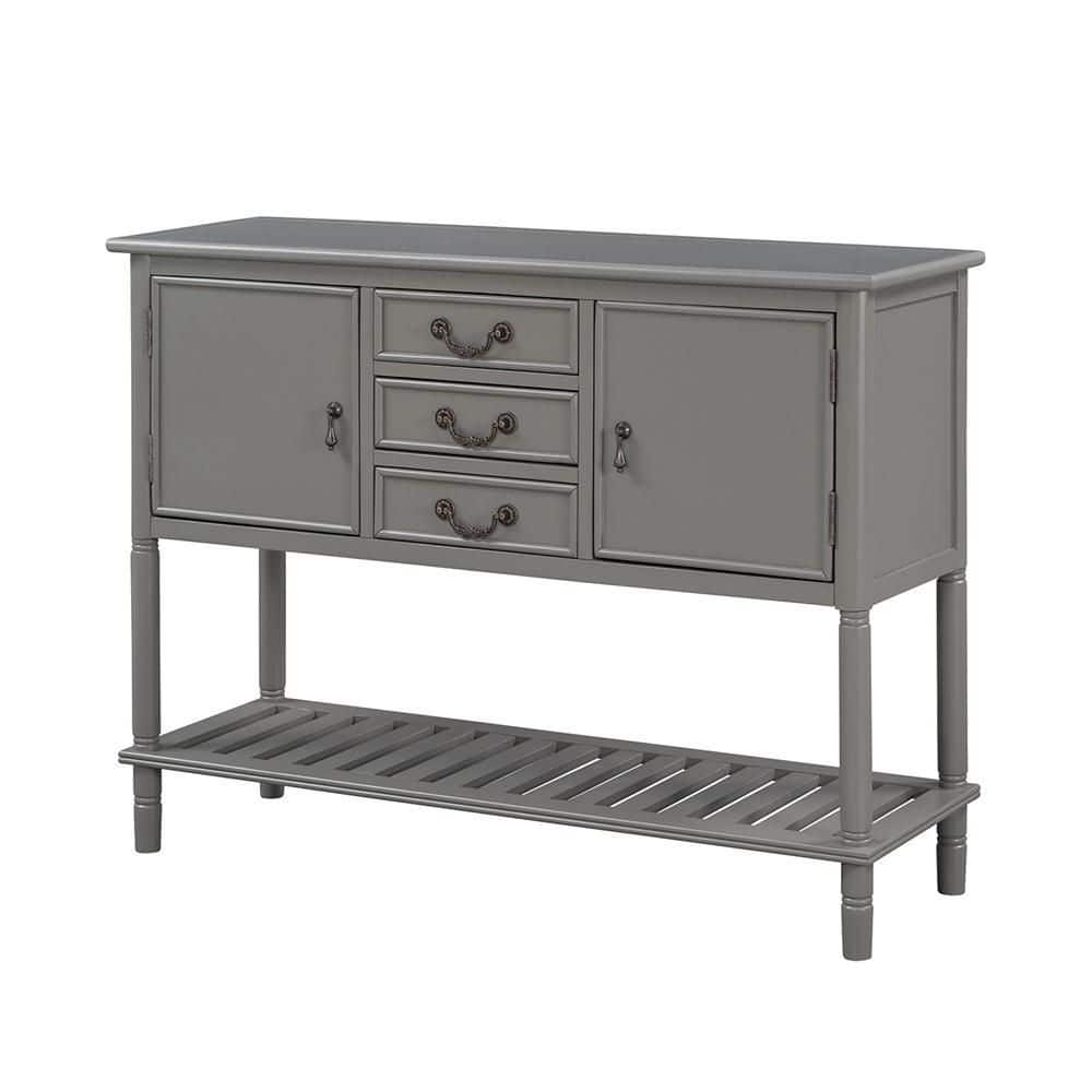 MOJAY 45.2 in. Gray Standard Rectangle Wood Console Table with 3 ...