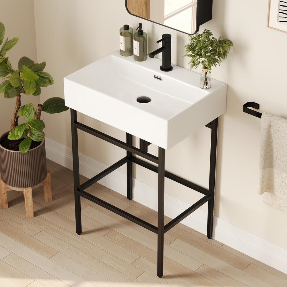 DEERVALLEY 24 in. L x 17 in. W Ceramic Rectangular Bathroom Console ...