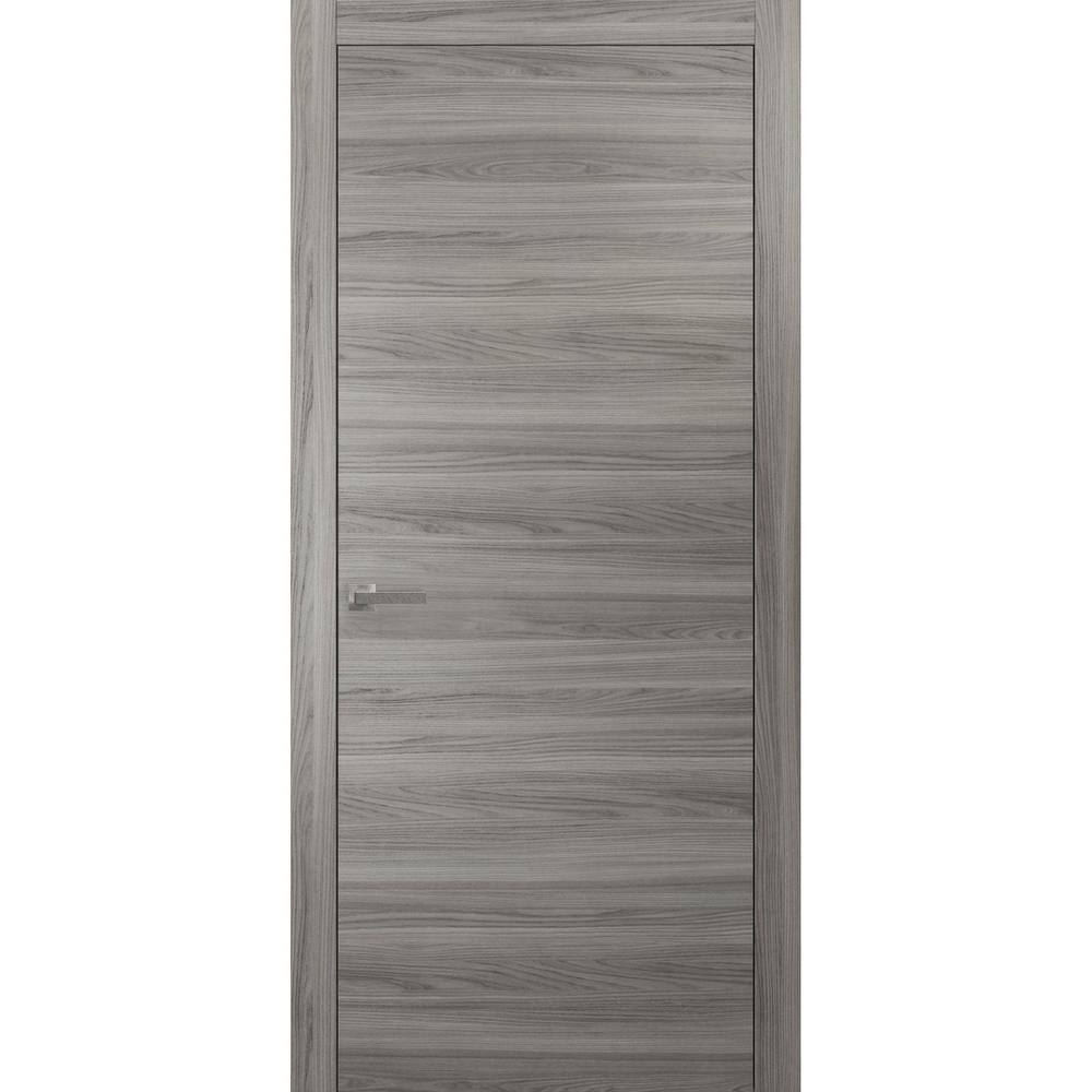Sartodoors 24 in. x 84 in. 1 Panel Ginger Ash Finished Solid Wood with Honeycomb Sliding Door ...