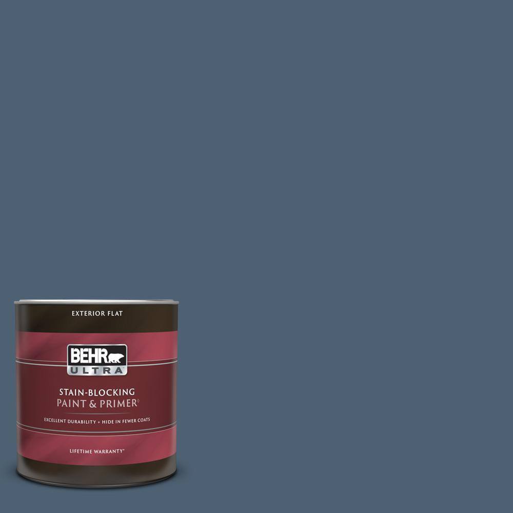 BEHR ULTRA 1 qt. #PPU14-19 English Channel Flat Exterior Paint & Primer ...