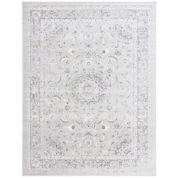 SAFAVIEH Layla 8 ft. x 10 ft. Ivory/Gray Ornate Medallion Area Rug ...