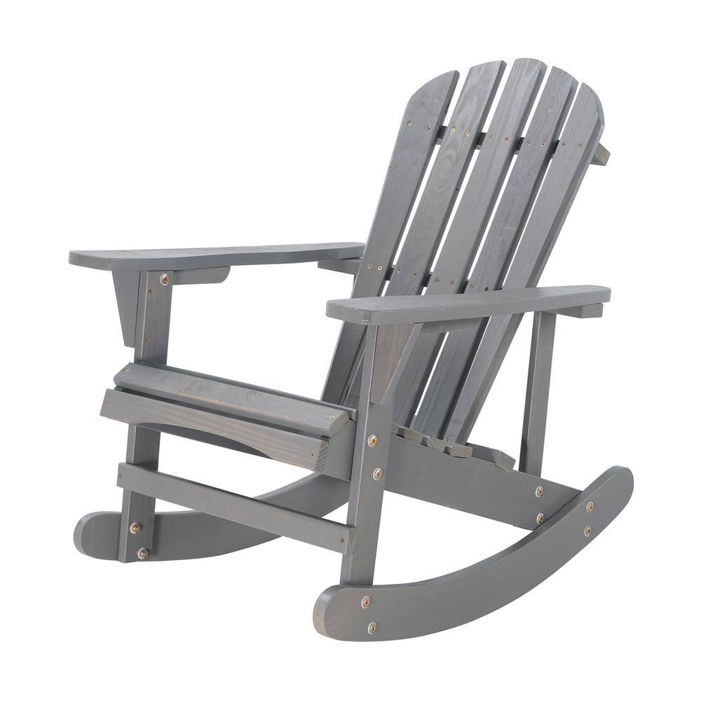 Kahomvis Gray Pine Wood Outdoor Rocking Chair MOT-LKB0-837 - The Home Depot