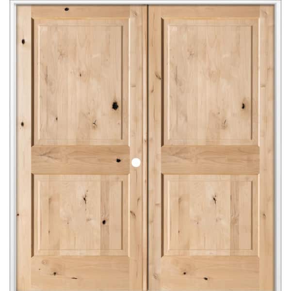Krosswood Doors 72 in. x 80 in. Rustic Knotty Alder 2-Panel Left Active ...