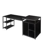 71 in. Extra Large Black Computer Desk with Storage Shelf, Home Office ...