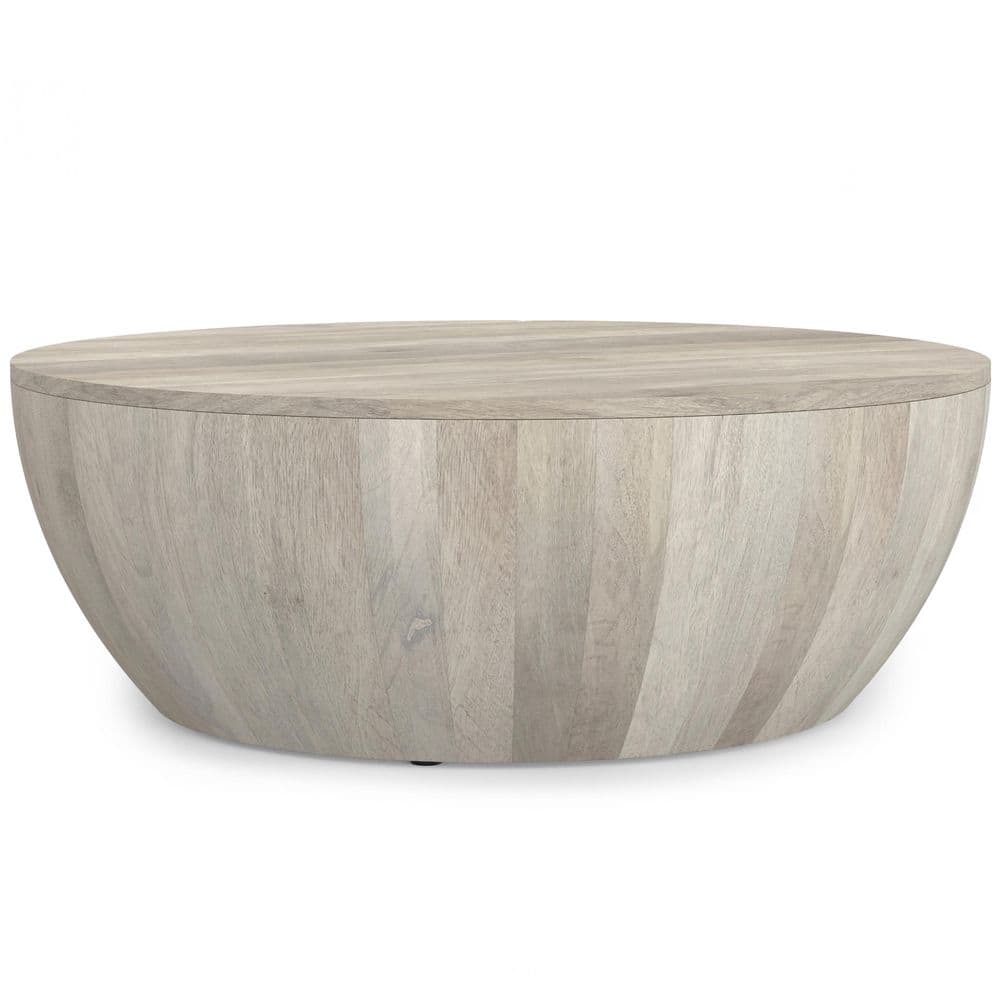 Simpli Home Elmbrook 34 in. Whitewash Wide Round Solid Mango Wood ...