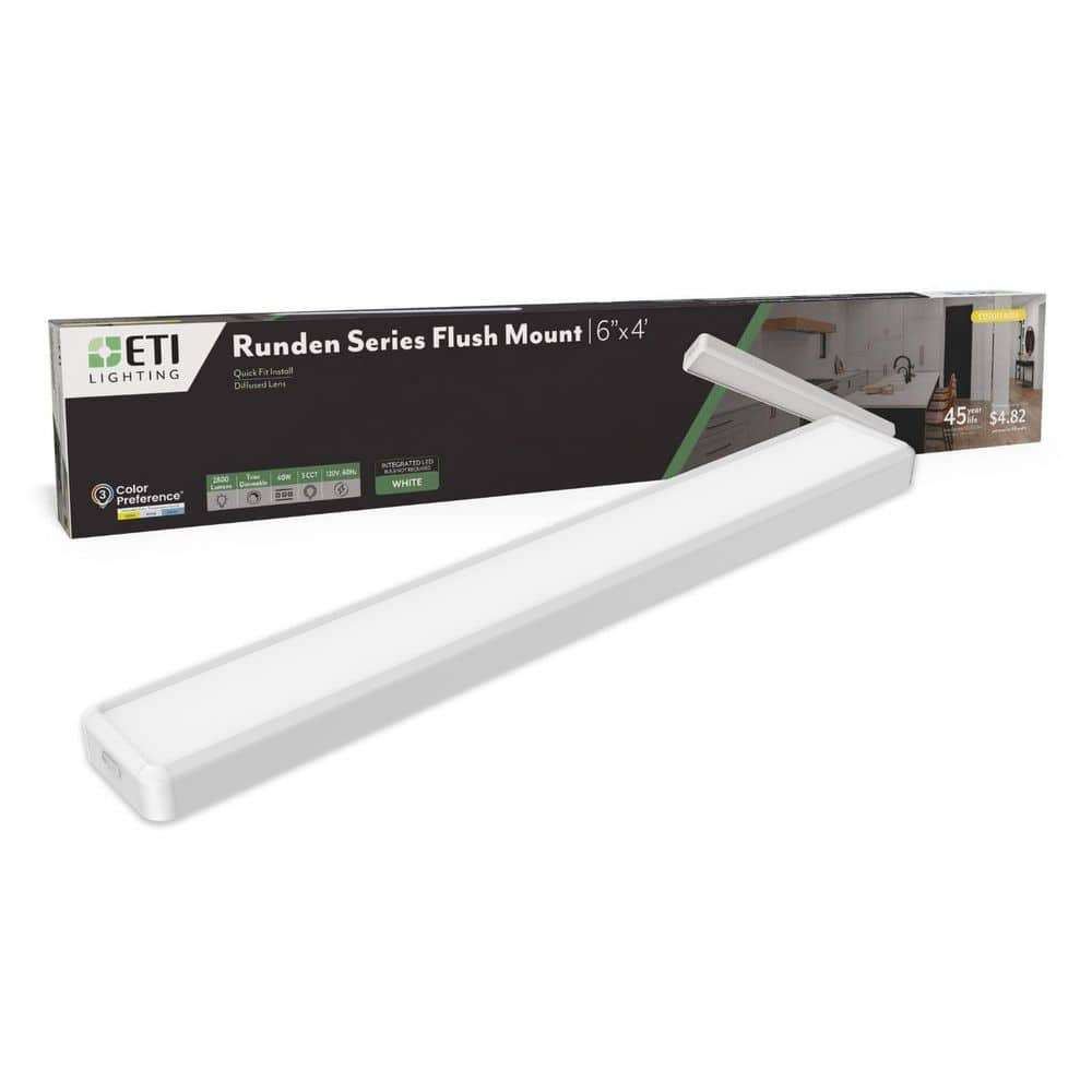 ETI LIGHTING RUNDEN 4 ft. x 6 in. White Modern LED Flush Mount Ceiling ...