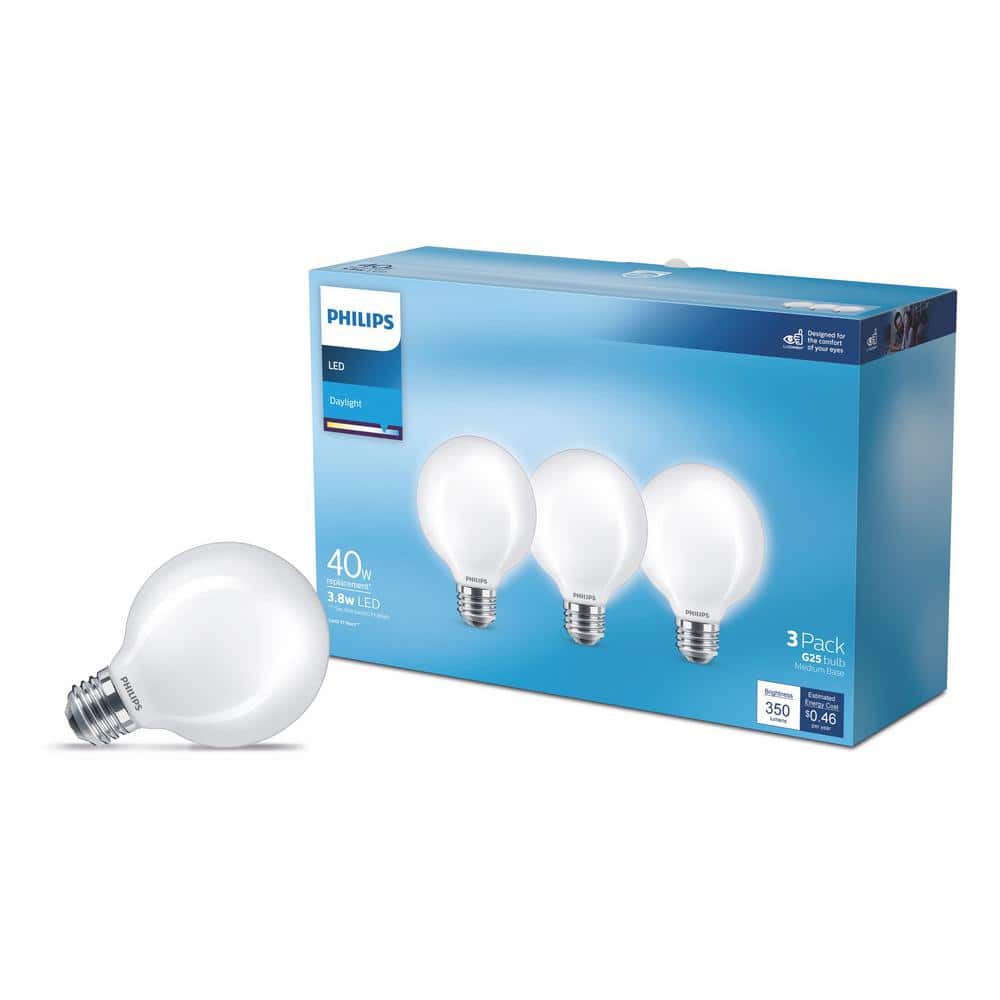 Philips 40-Watt Equivalent G25 Frosted Glass Non-Dimmable E26 LED Light ...