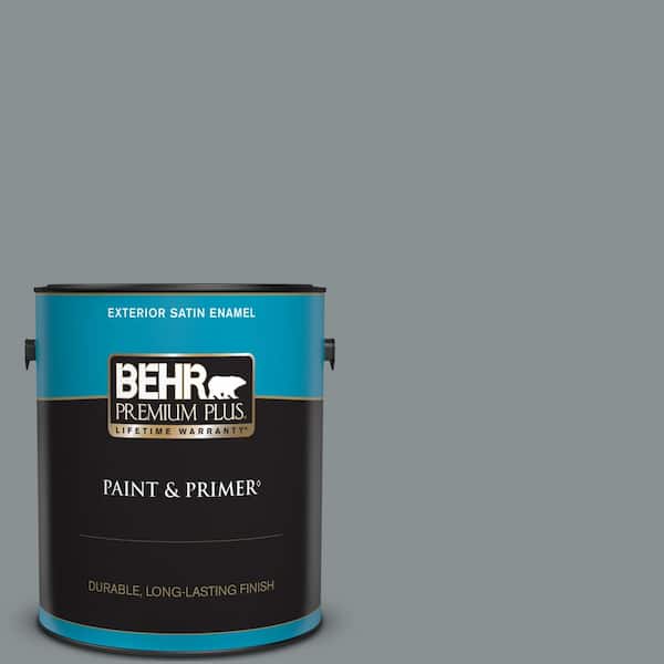 BEHR PREMIUM PLUS 1 gal. #MQ5-29 Gotham Gray Satin Enamel Exterior ...