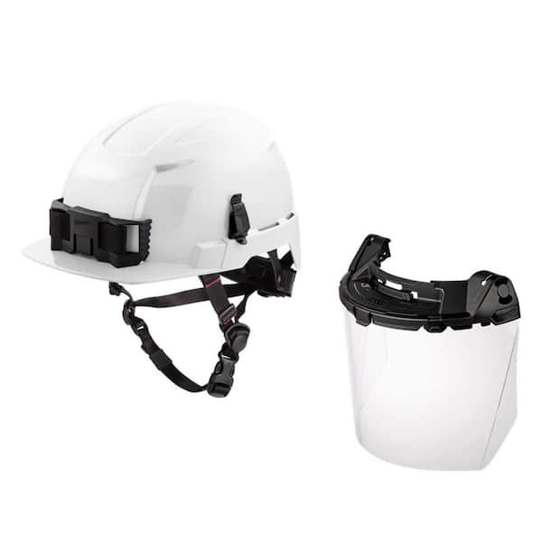 Milwaukee BOLT White Type 2 Class E Front Brim Non-Vented Safety Helmet W/ BOLT Clear Uncoated ...