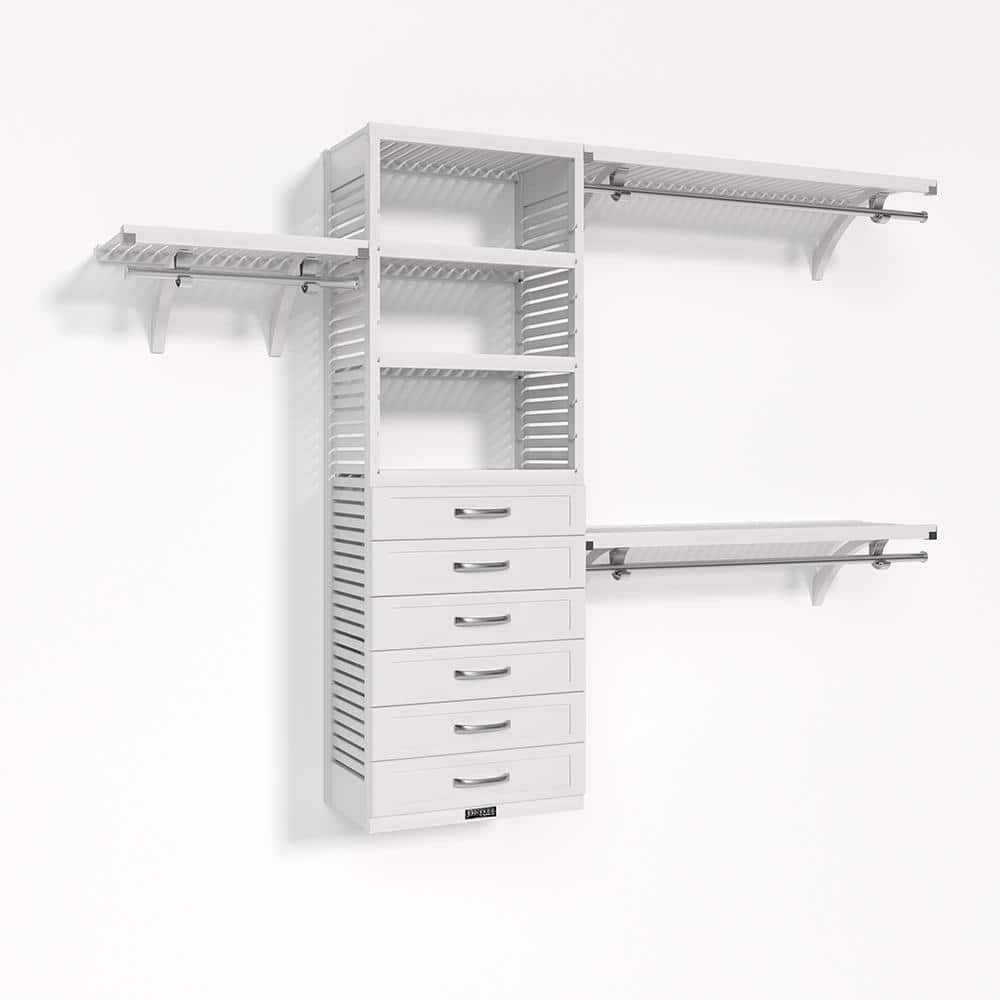 John Louis Home 72 in. W-120 in. W White Walk in with 6 Shaker Style ...