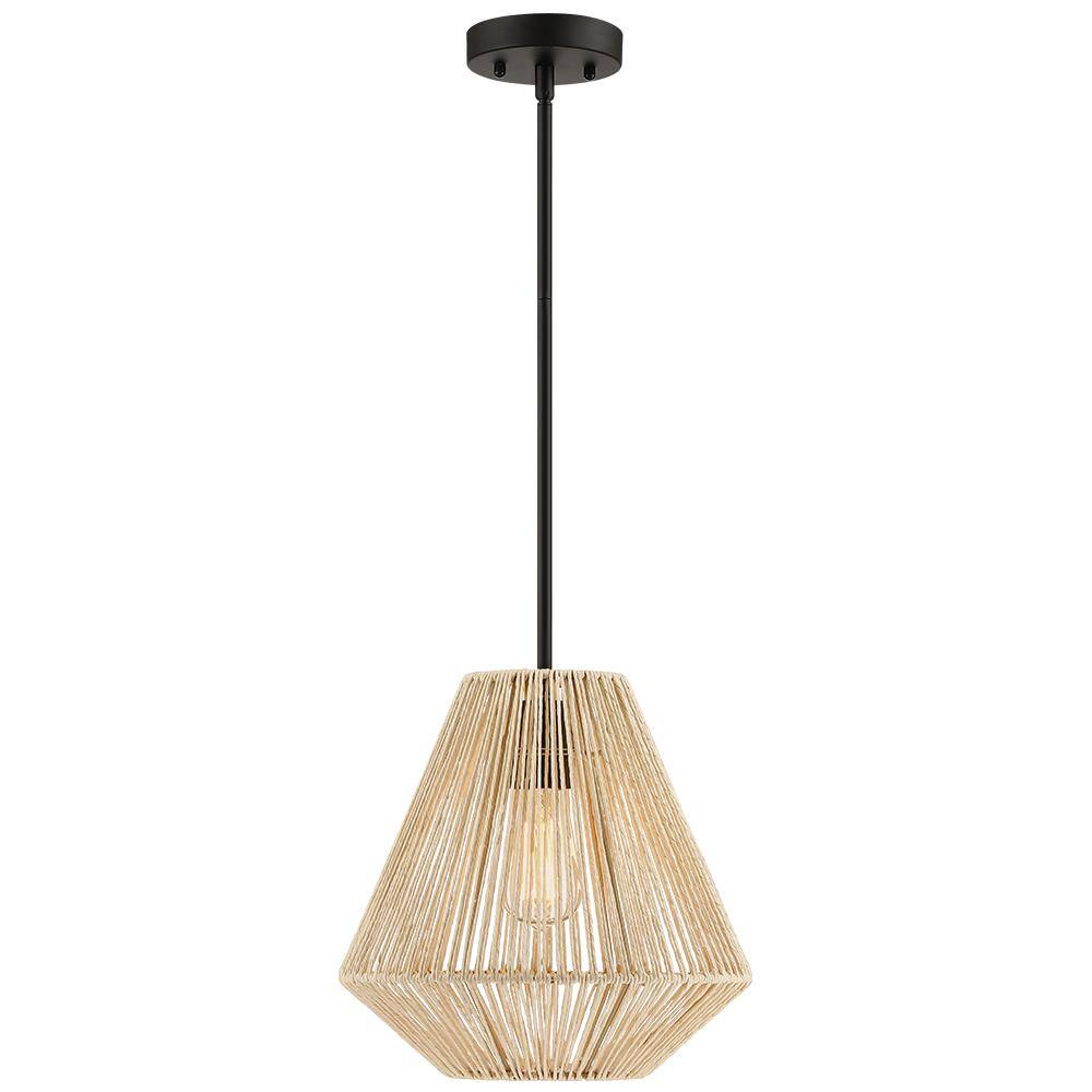 TRUE FINE 1-Light Rattan Single Pendant with Black Canopy TD90069 - The ...
