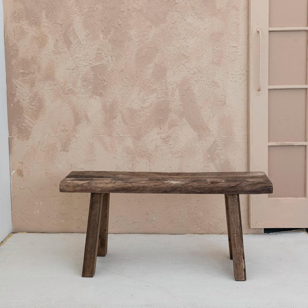Storied Home Distressed Finish and Natural Dining Bench 39 in. DF9269 ...