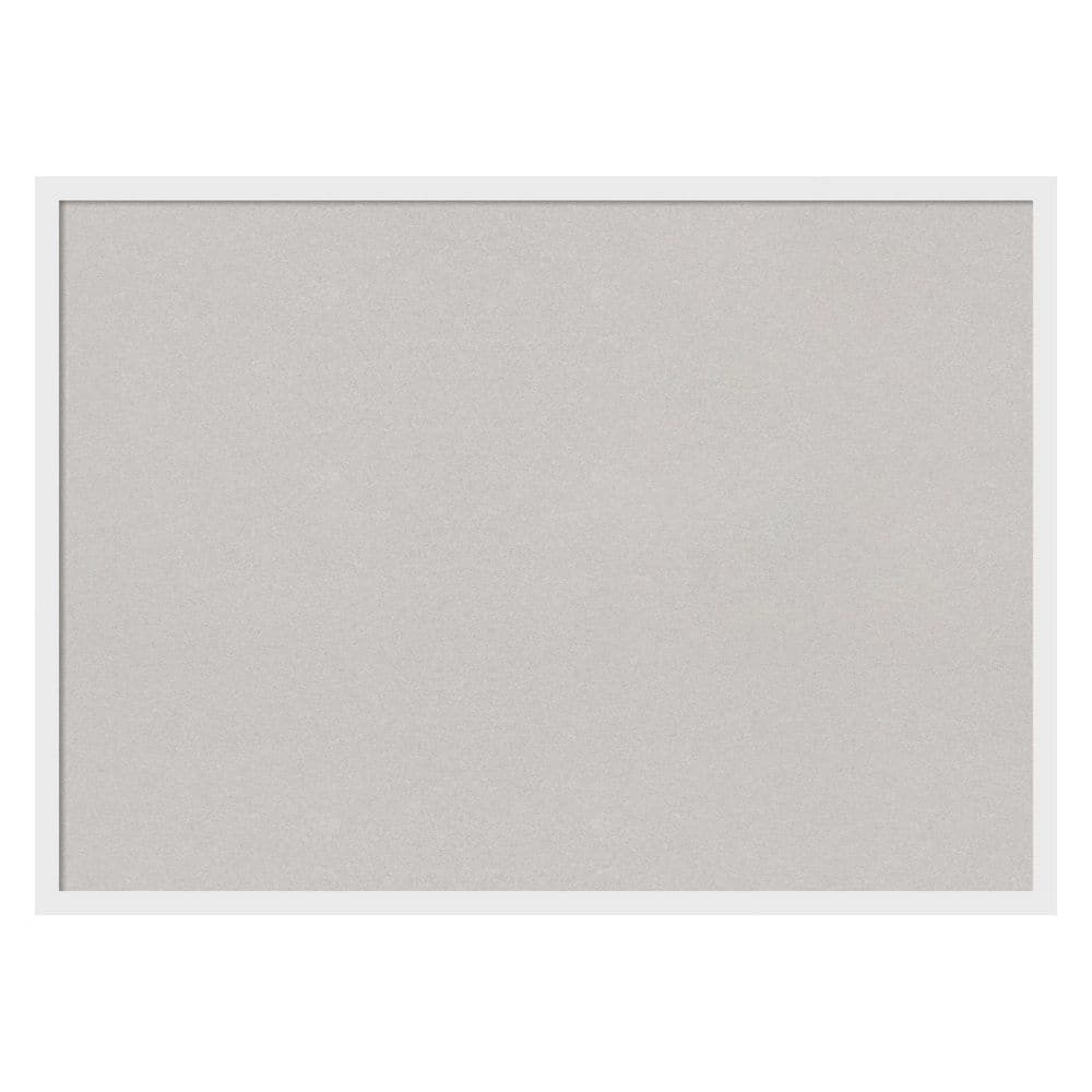 Amanti Art Incline White 29 in. x 21 in. Wood Framed Grey Cork Memo ...
