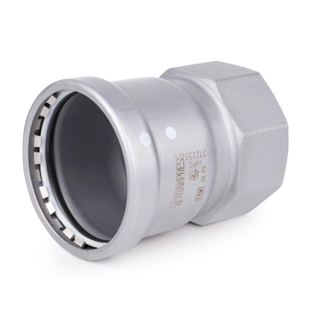 T TITANPRESS 2-1/2 in. Carbon Steel Press x FPT Female Adapter XL FKM ...
