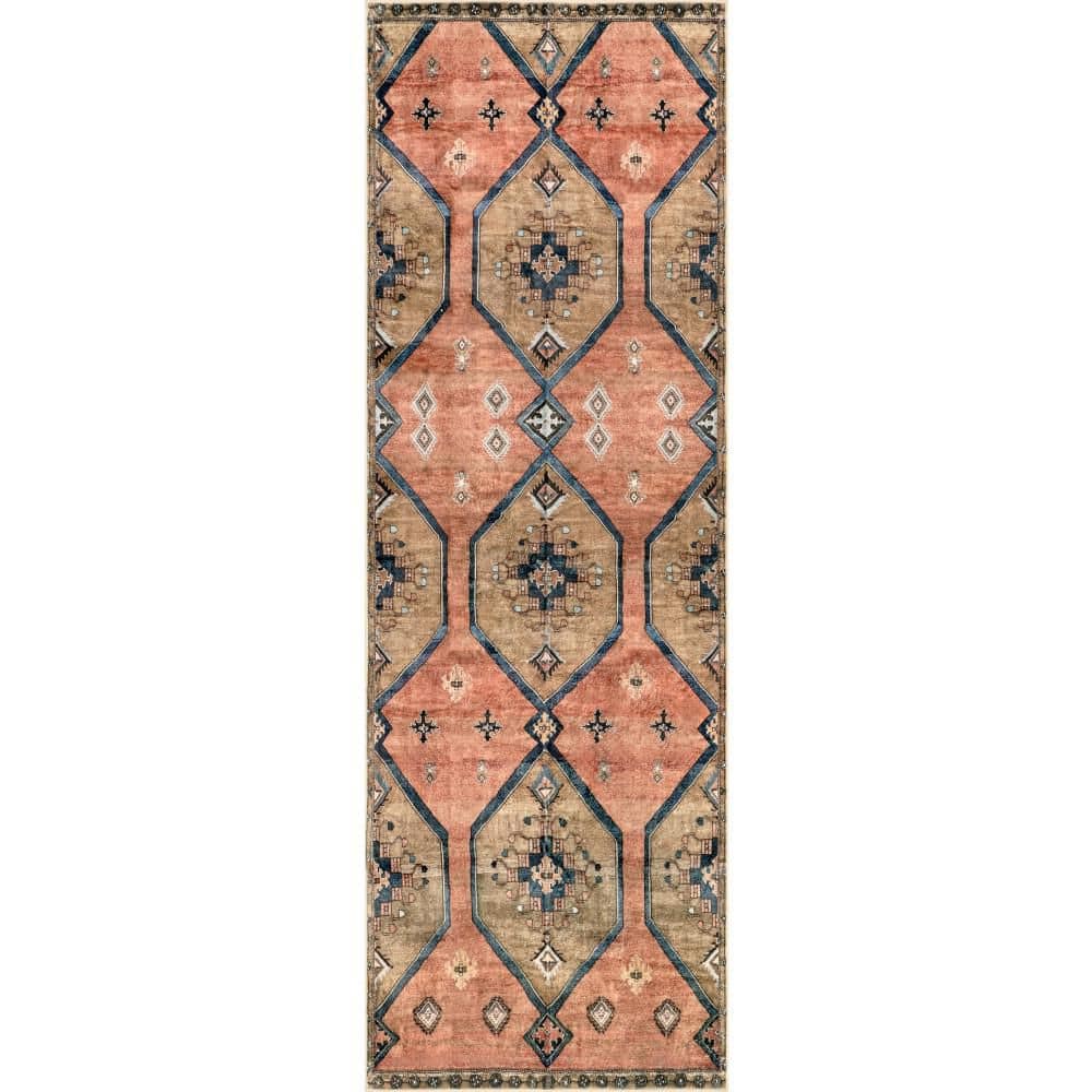 nuLOOM Katana Collage Washable Rust 3 ft. x 6 ft. Indoor Runner Rug ...