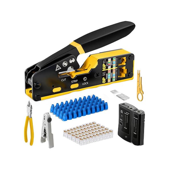 Ethernet Crimping Tool Kit RJ45 Crimp Tool with Cable Tester Wire ...