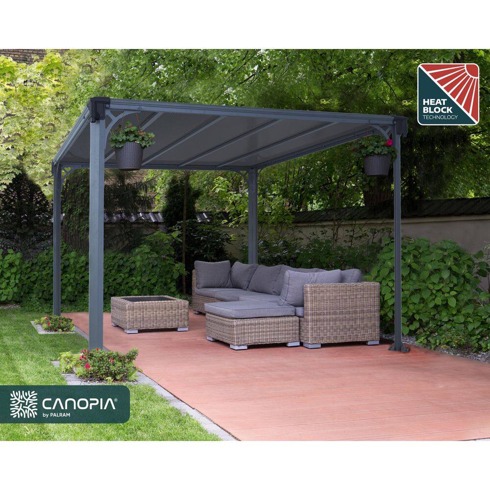 CANOPIA by PALRAM Milano 10 ft. x 10 ft. Gray/Gray Outdoor Gazebo with ...