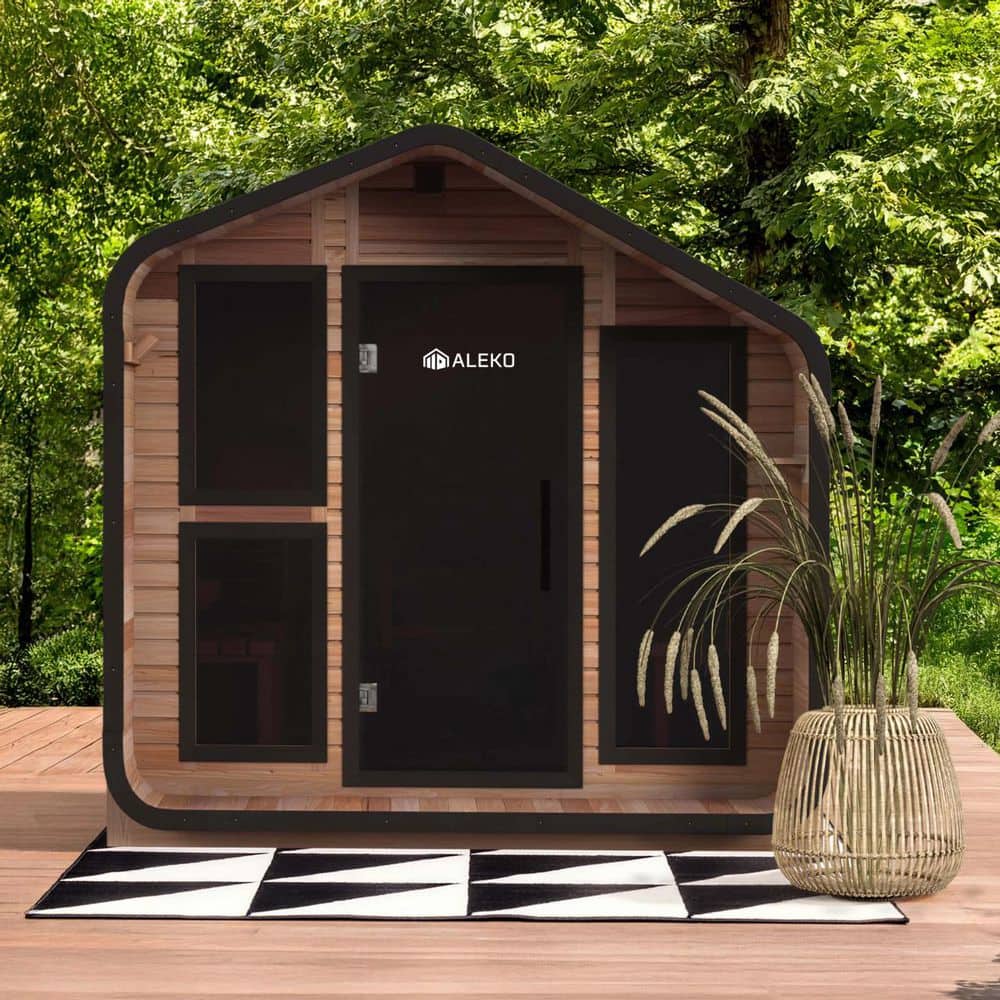 ALEKO Bluet 6-Person Outdoor Red Cedar Traditional Wet/Dry Sauna with 6 ...