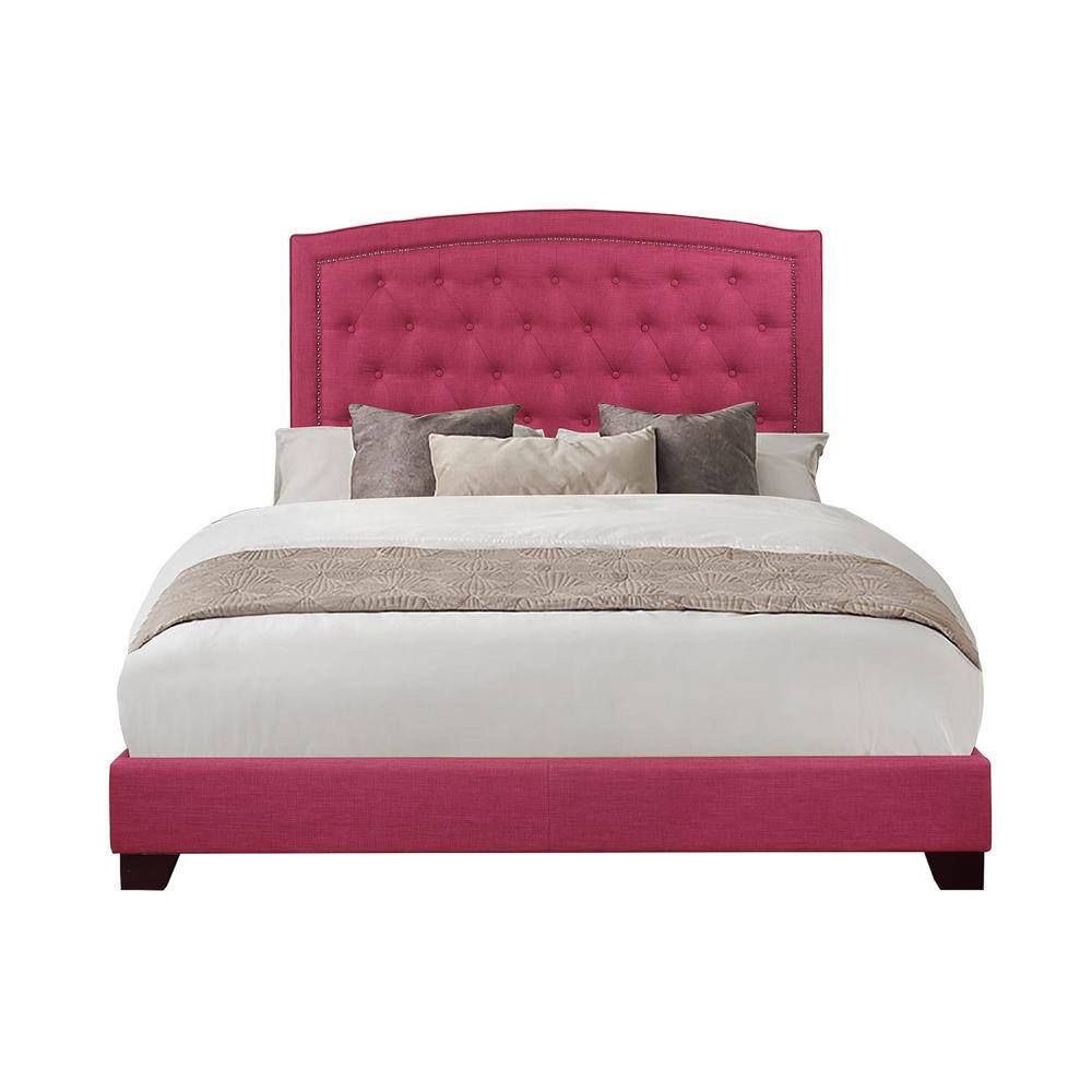 Silverpark 80.5" wide Pink King Tufted Beds Solid Wood Frame Platform ...