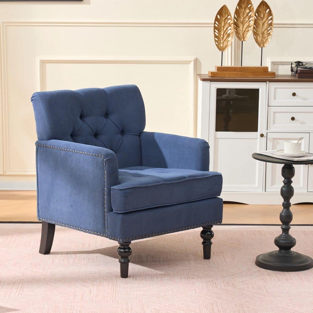 Noble House Joy Mid Century Modern Blue 26.5 in. Linen Fabric ...
