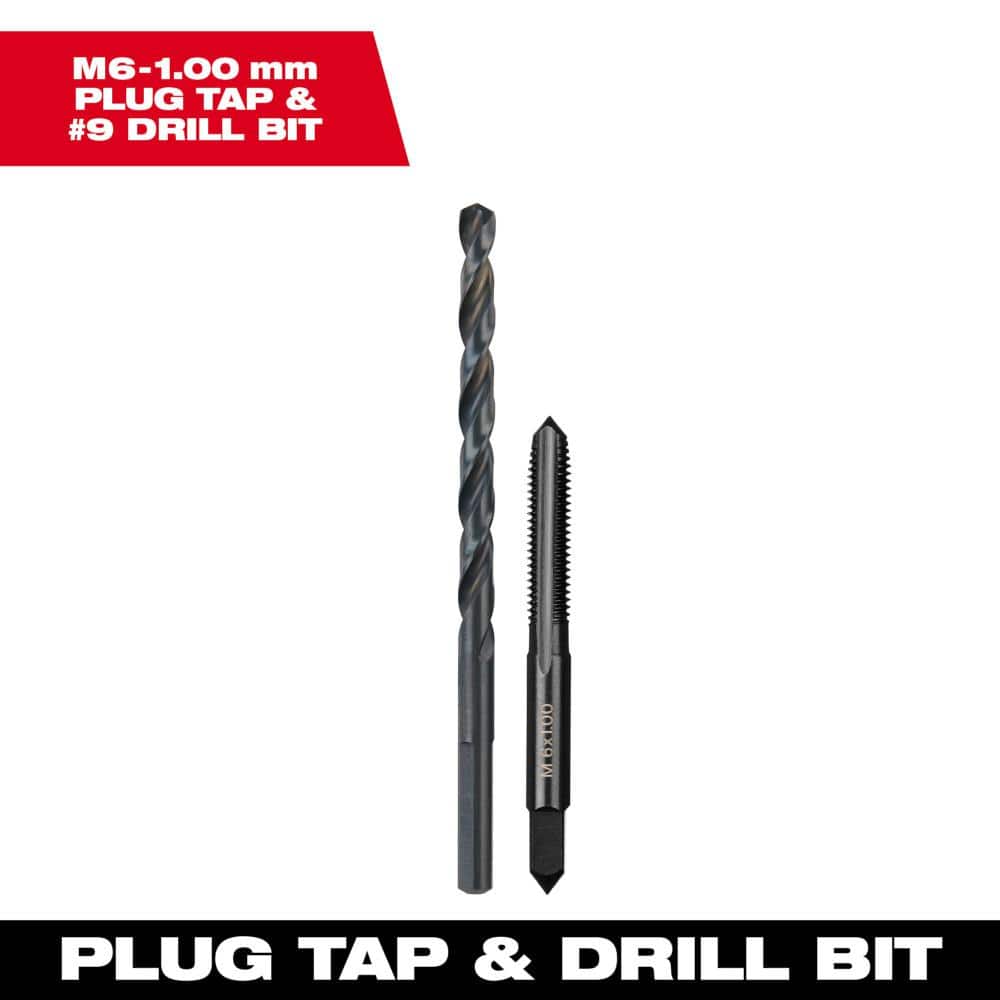 Milwaukee M6-1.00 mm Straight Flute Plug Tap and #9 Drill Bit 49-57 ...