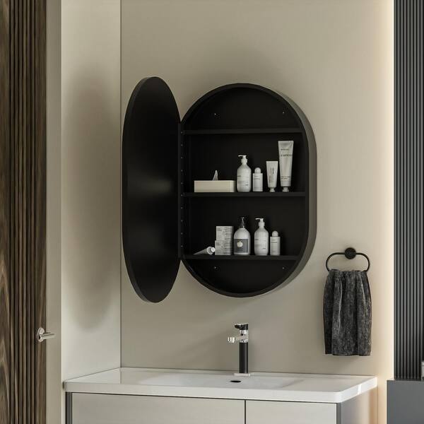 Black oval medicine cabinet store
