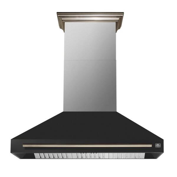 Forno Aria 48 in. Wall-Mounted Range Hood in Black, Ducted 1200 CFM ...