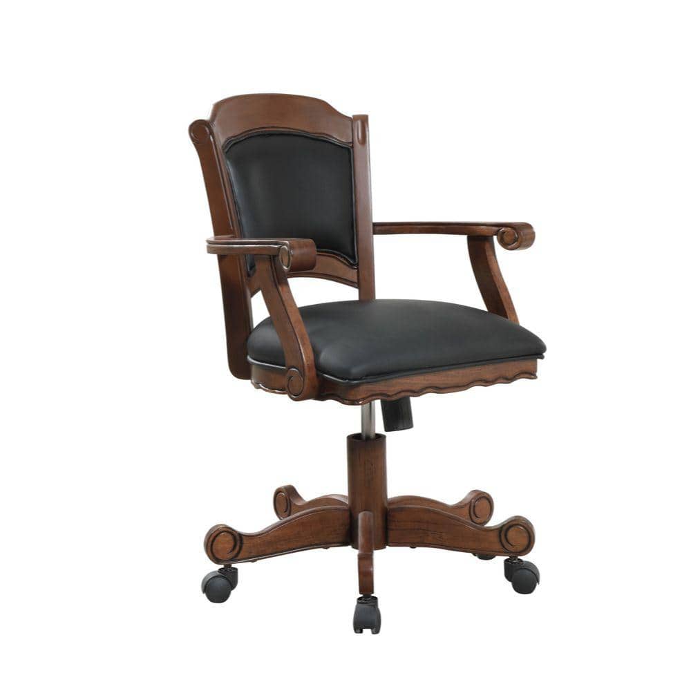 Benjara Brown Fabric Game Chair with Casters BM68982 - The Home Depot