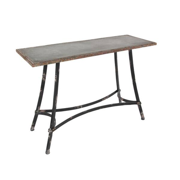 Litton Lane 43 in. Brown Rectangle Metal Farmhouse Console Table 84253 ...