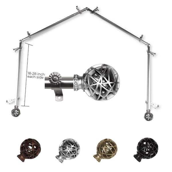 Rod Desyne 13/16" Leanette 4-Sided Bay Window Curtain Rod (18-28 inch ...