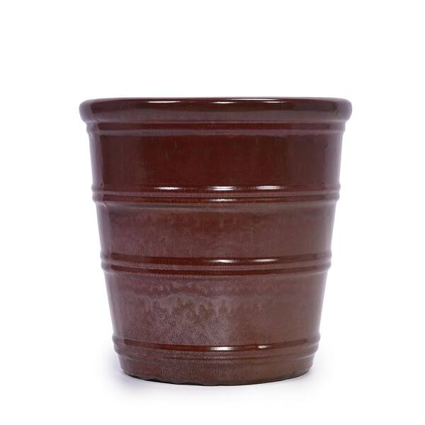 4-Pieces Bean Paste Red Modern Handmade Fluted Ceramic Flowerpot ...